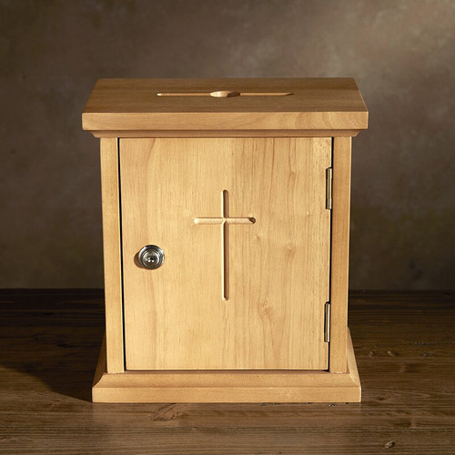 Wall Offering Box - Medium Oak - [Wholesale]Christian Brands Church Supply