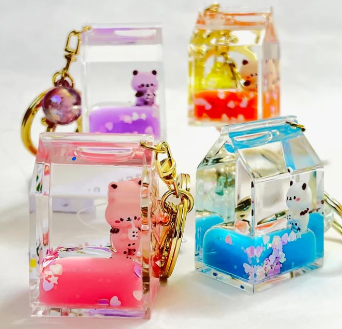 Floaty Keychain - Kitty Milk Carton - Assorted Styles - The Smiley Barn