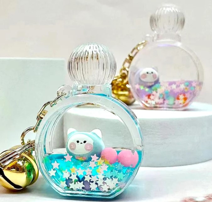 Floaty Key Chain - Kitty Perfume Bottle - Assorted Styles - The Smiley Barn