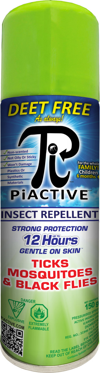 PiActive DEET FREE Airosol BOV Insect Repellent Spray 150g | MEC