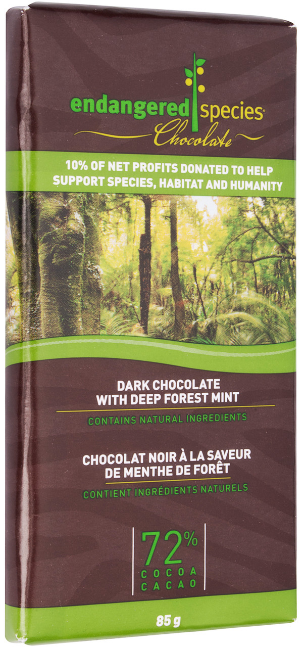 Endangered Species Chocolate Rain Forest - Dark and Mint Chocolate Bar ...