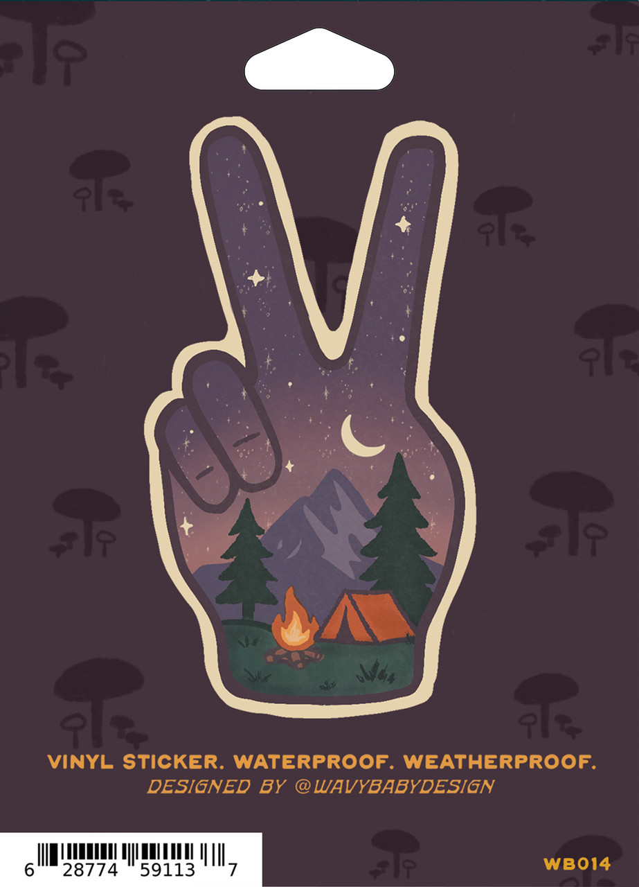 Wavy Baby Design Peace Sign Camp Scene Sticker | MEC