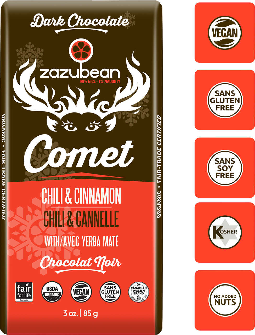 Zazubean Comet Chili and Cinnamon Chocolate Bar | MEC
