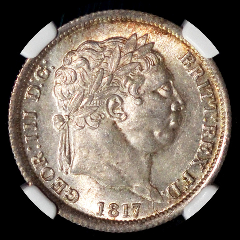 NGC MS63 1817 Great Britain King George III Silver 1 Shilling