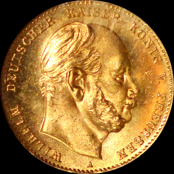 NGC MS67 1872 A PRUSSIA GERMANY WILHELM I 10 MARK GOLD COIN