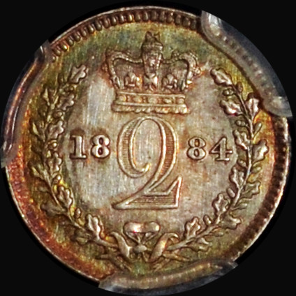PCGS PL62 1884 Great Britain Queen Victoria Silver 2 Pence