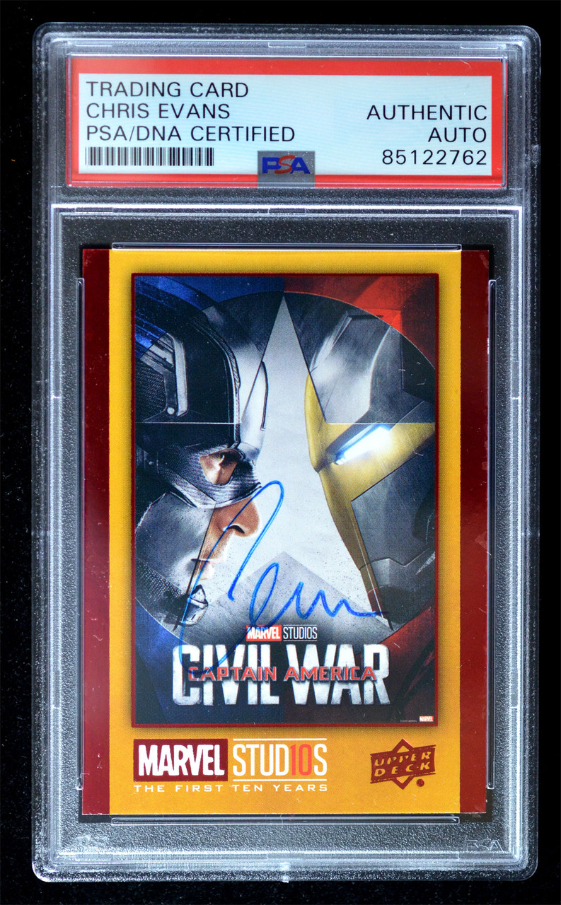 PSA Certified Chris Evans as Captain America SIGNED 2018 Civil War 10th ...
