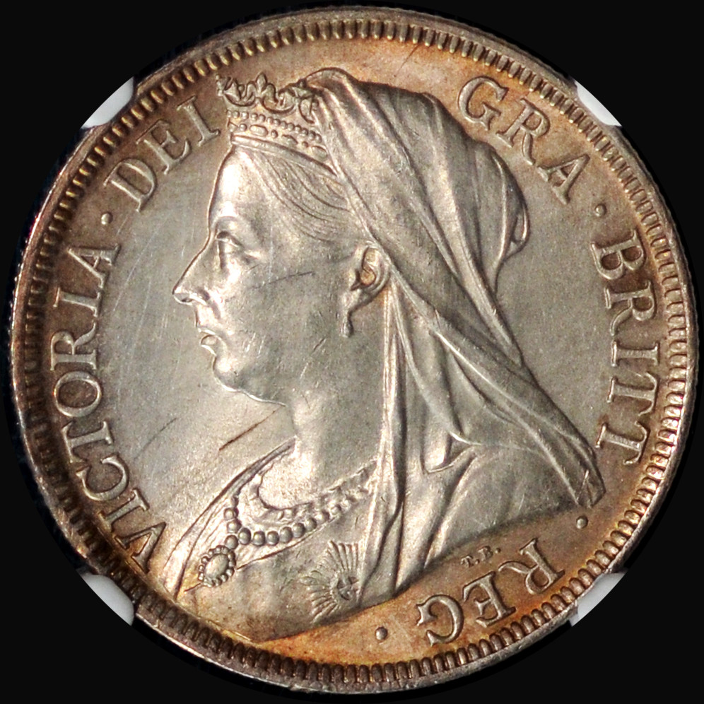 NGC MS62 1899 Great Britain Queen Victoria Silver 1/2 Crown