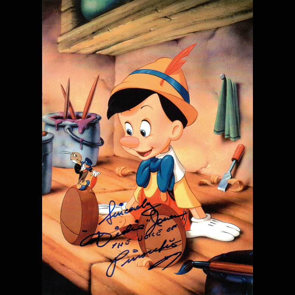 DICKIE JONES SIGNED AUTOGRAPHED 8x10 PHOTO VOICE OF PINOCCHIO DISNEY COA