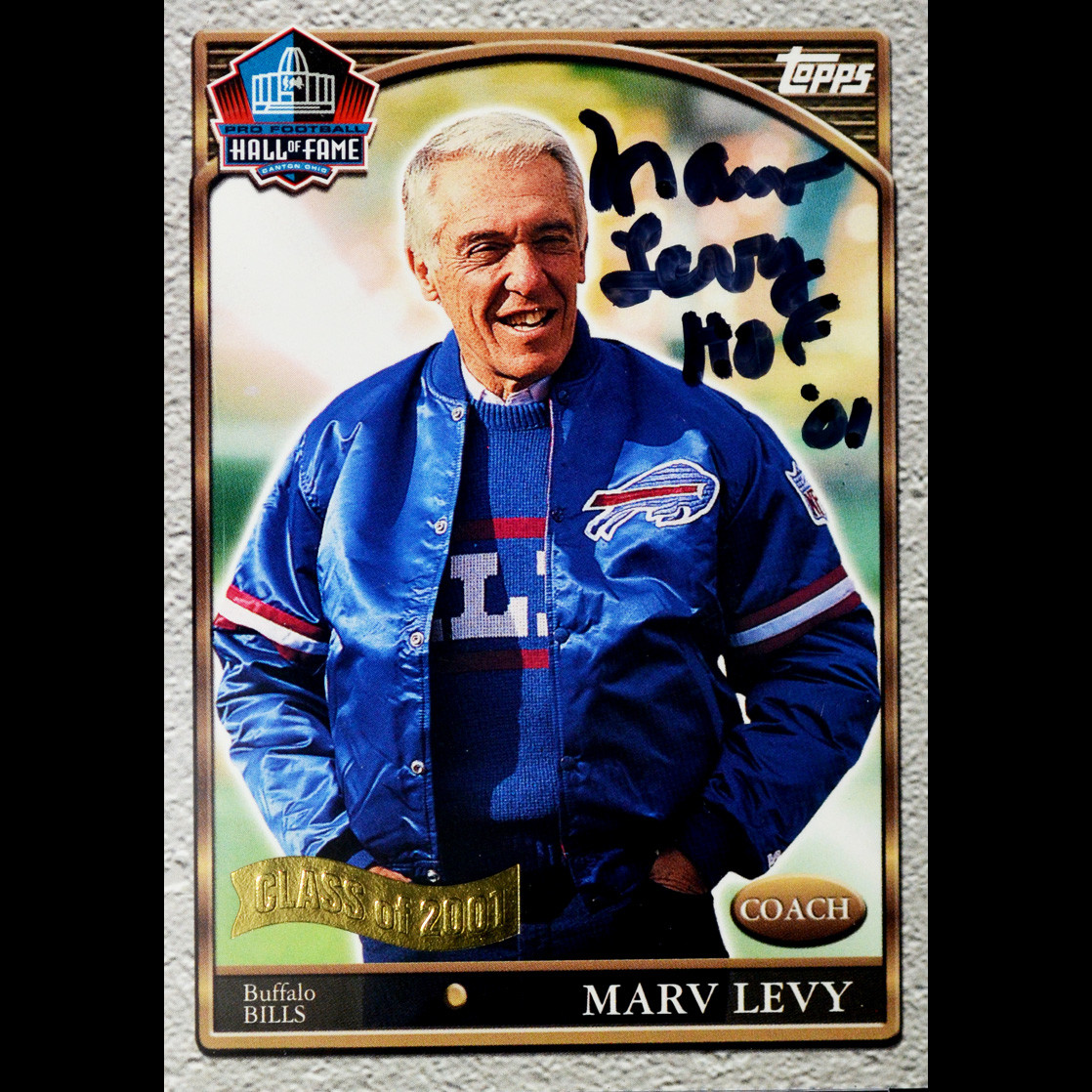 PSA Cert 2001 Topps Hall Of Fame Marv Levy signed Autographs Rare ...