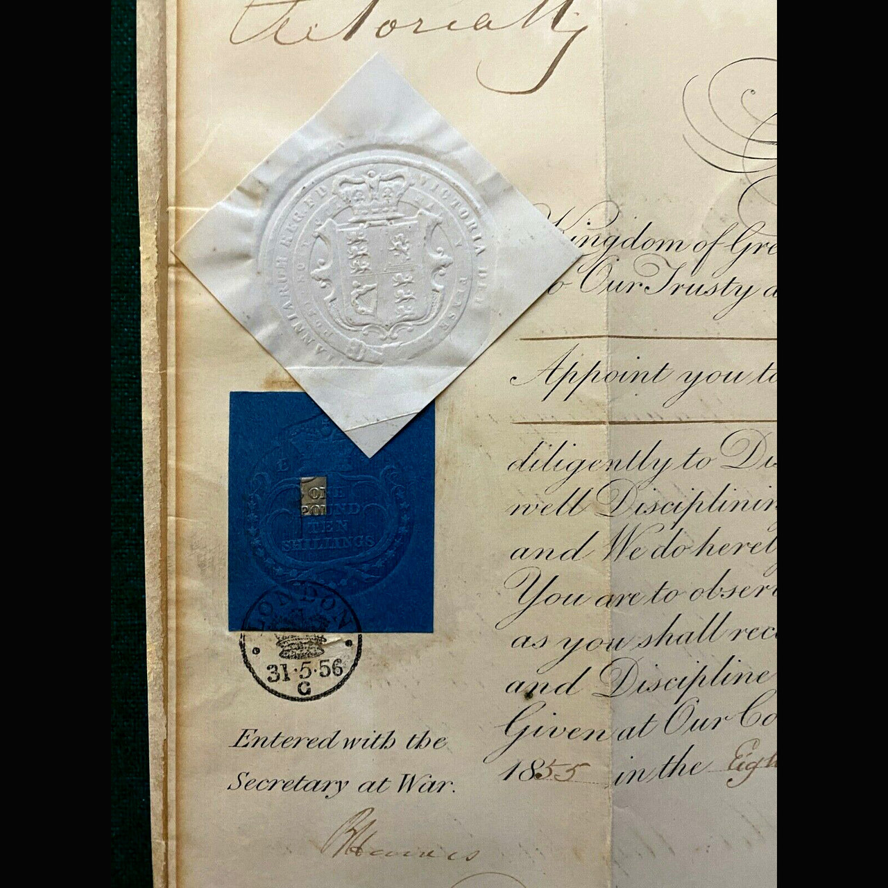 1855 Queen Victoria signed Military document Powell Foot Regiment