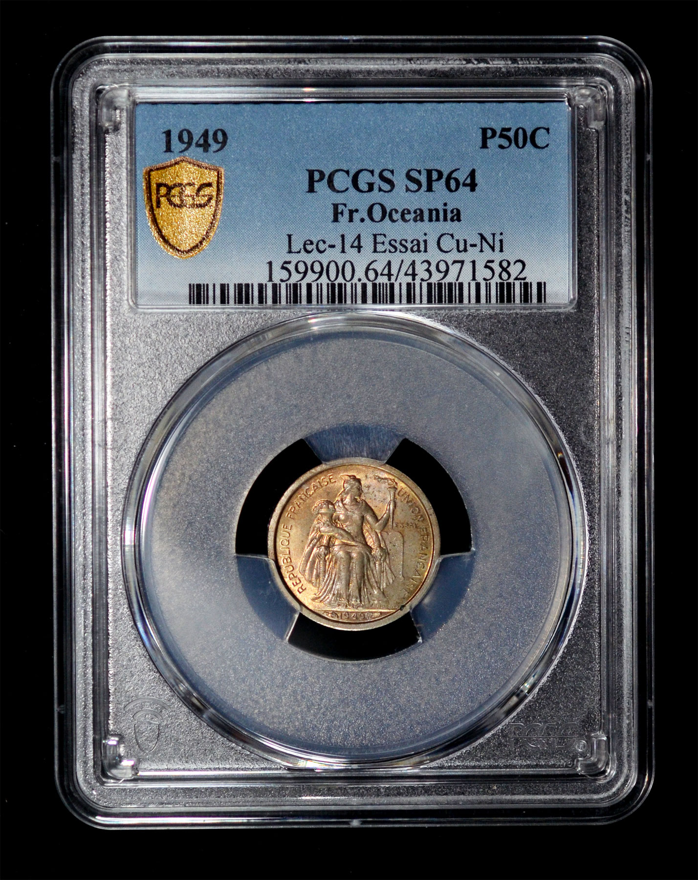 PCGS SP64 1948 French Oceania Essai Pattern 50 Cents