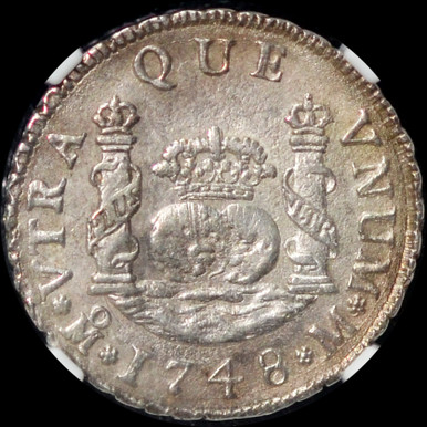 NGC MS62 1748 Mo-M Mexico Ferdinand VI Silver 2 Reales