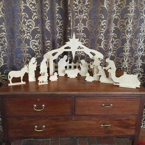 Free Standing Table Top Nativity Scene , Unfinished MDF WS ...