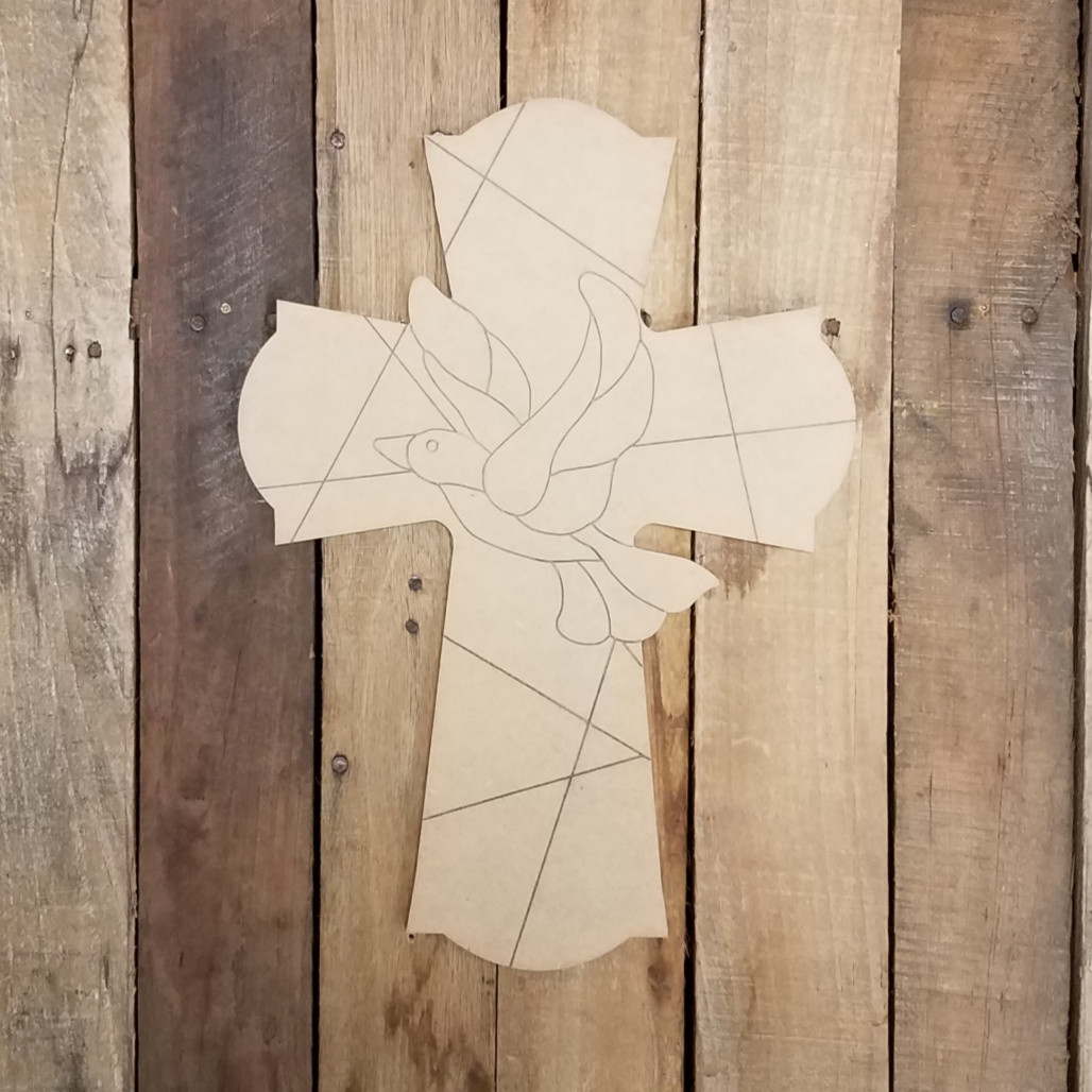 Dove Cross Mosaic Window Shape, Unfinished Wood Shape ...