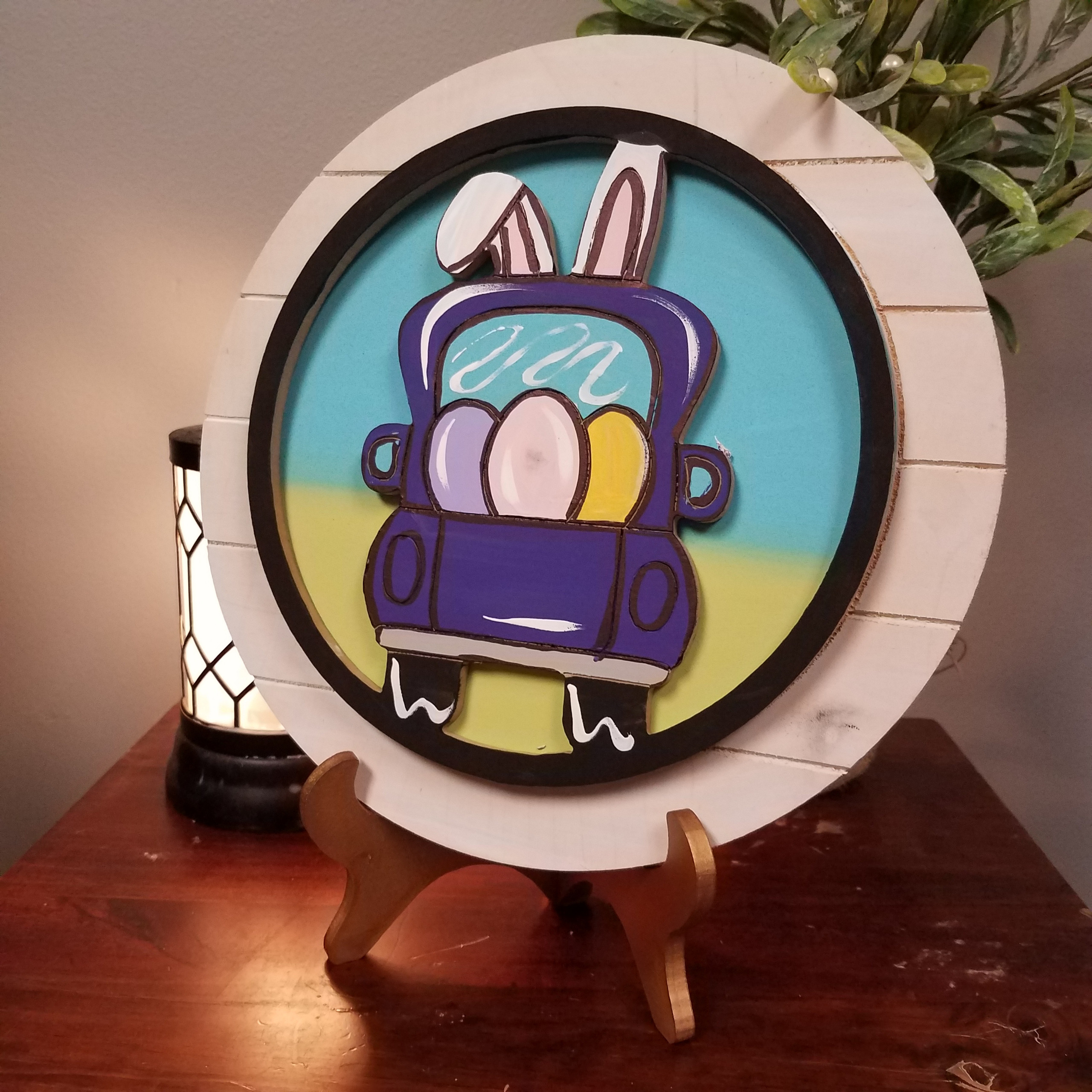 Happy Easter Unfinished Stackable Circle Easel Kit, Engraved DIY Craft ...