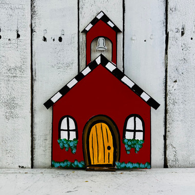 School House, Unfinished Wooden Cutout Craft - buildacrosswholesale.com