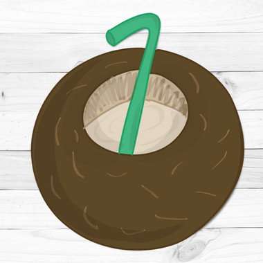 Coconut Drink with Straw, Summer Craft Shape, Unfinished Craft Shape ...