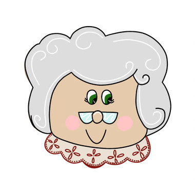 Mrs. Claus Head Cutout, Unfinished Shape, Paint by Line ...