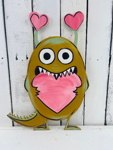 Heart Bopper Monster Biting Heart, DIY Craft Art, Unfinished Craft ...
