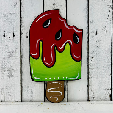 Watermelon Fruit Popsicle, Paint By Line MDF Wooden Craft, Unfinished ...