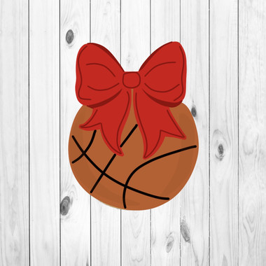 Basketball with Bow, Sports Shape Unfinished Wood Cutout ...