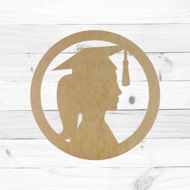 Graduate Circle Frame, School Shape Unfinished Wood Cutout ...