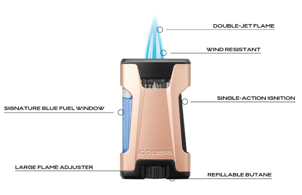 Colibri Rebel Double Jet Lighter - Matte Silver - Cigar Hut