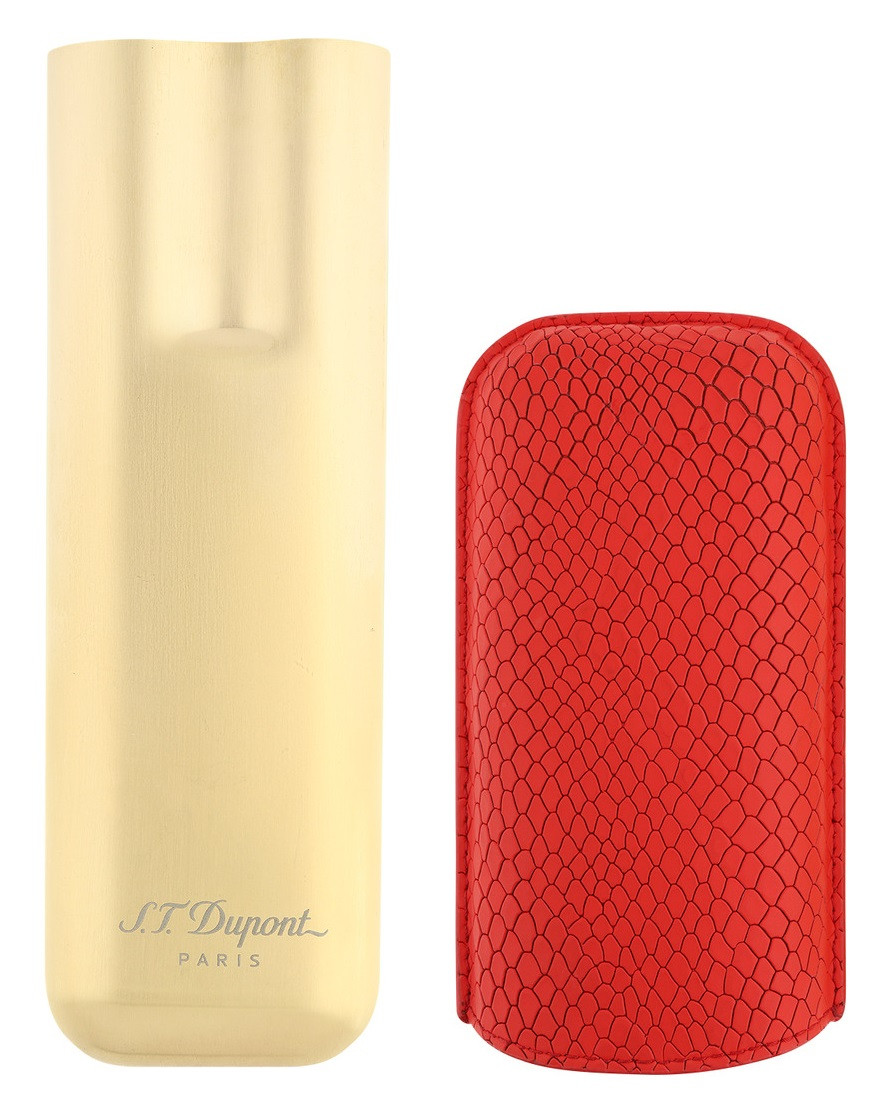 ST Dupont Two Cigar Case - Golden Dragon Red - Cigar Hut