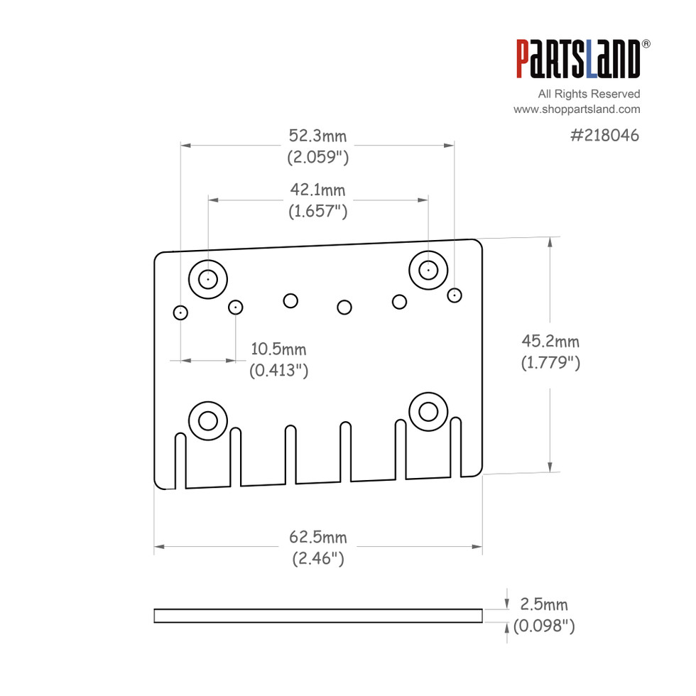 Headless Individual 6-String Guitar Bridge Base Plate