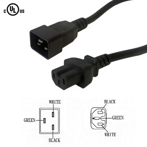 2ft IEC C20 to IEC C15 Power Cable 14AWG SJT FN-PW-102C-02