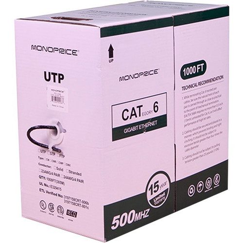 Monoprice Cat. 6 UTP Network Cable - 1000 ft Category 6 for (2268)