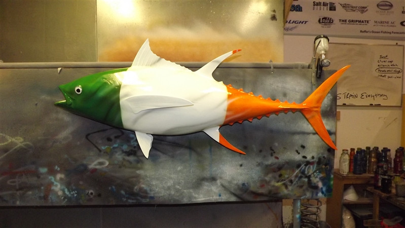48 Inch Irish Flag Yellowfin Tuna Fish Mount Replica Reproduction