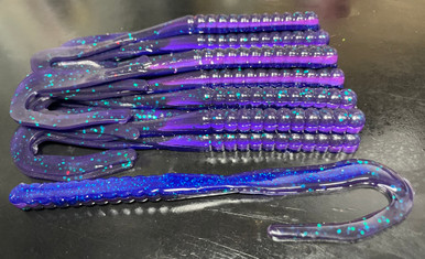 7.5" Classic Ribbon Tail Worm Color: Junebug Magic 30 count pack (Pre ...