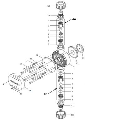 IX0088 Walchem GUIDE, VALVE, IXD300, PVDF - Cannon Water Technology
