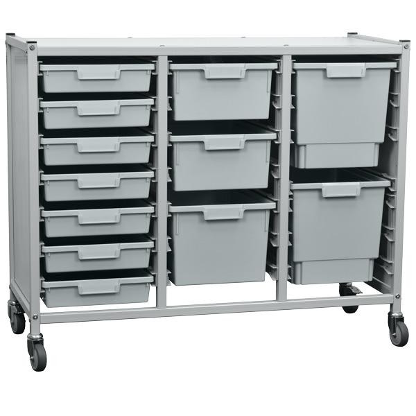 EDUK8 Antibacterial School Storage Trolley | 3 Columns | 21 Trays ...