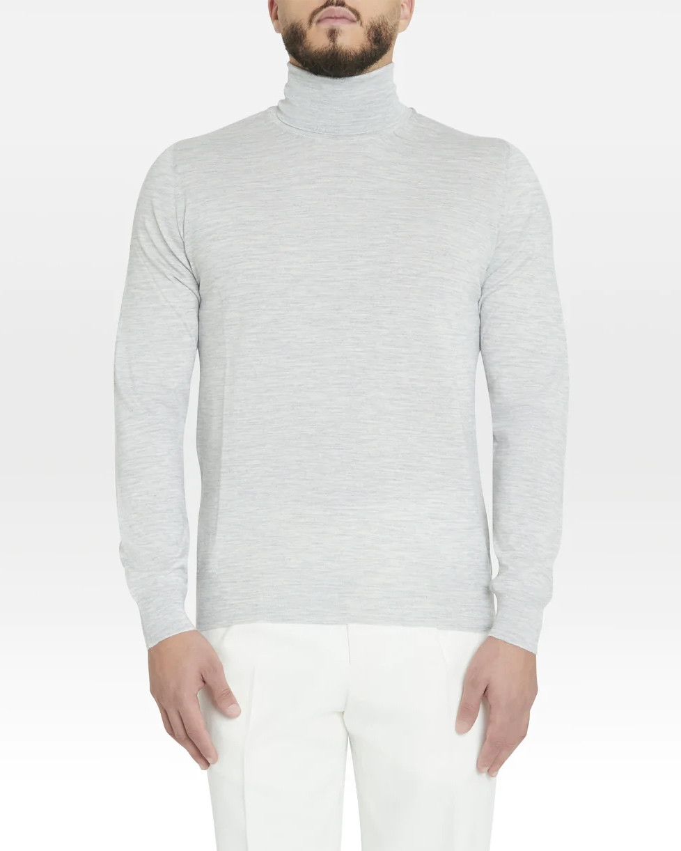 Light Grey Wool, Cashmere & Silk Turtleneck