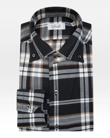 Thick Dark Blue Checked Shirt