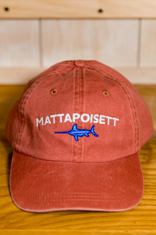 Mattapoisett & Swordfish Logo Baseball Hat - Nantucket Red - Town Wharf ...