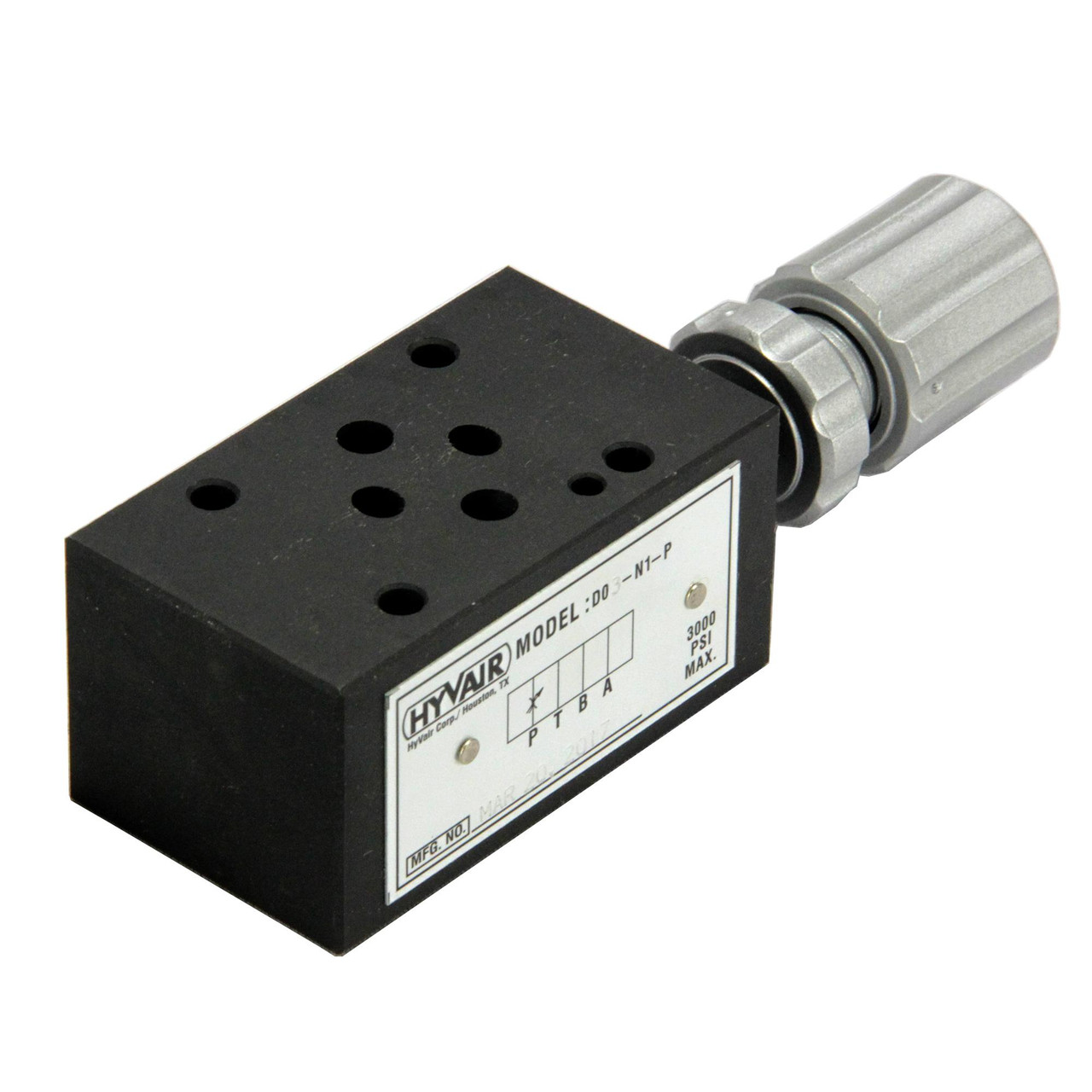 D03 Modular Needle Valve, P Port, DO3-N1-P, 15 GPM, 3000 PSI