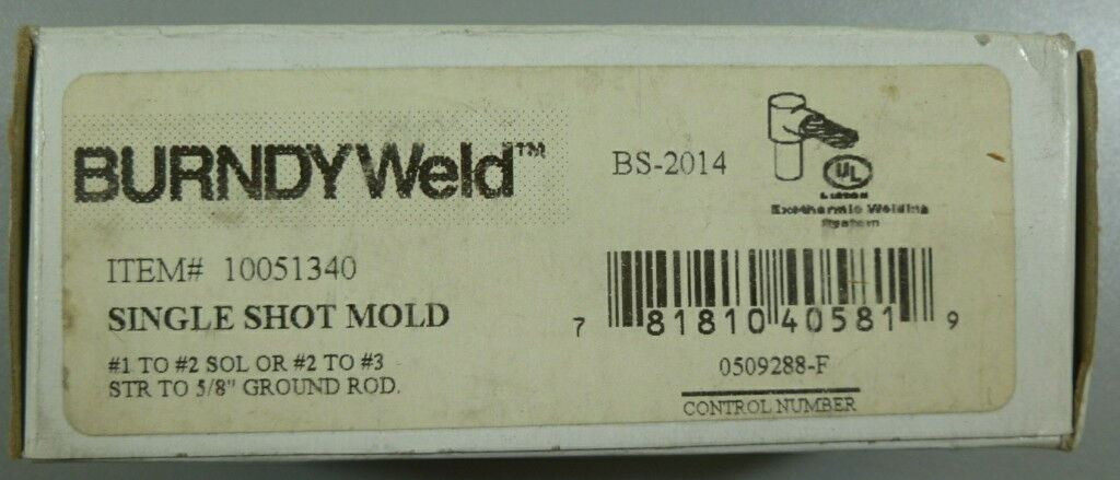 Burndy Weld BS-2014 Single Shot Mold #1 to #2