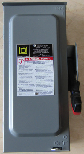 SQUARE D H361RB FUSED SAFETY SWITCH 30A 600V NEMA 3R - USED
