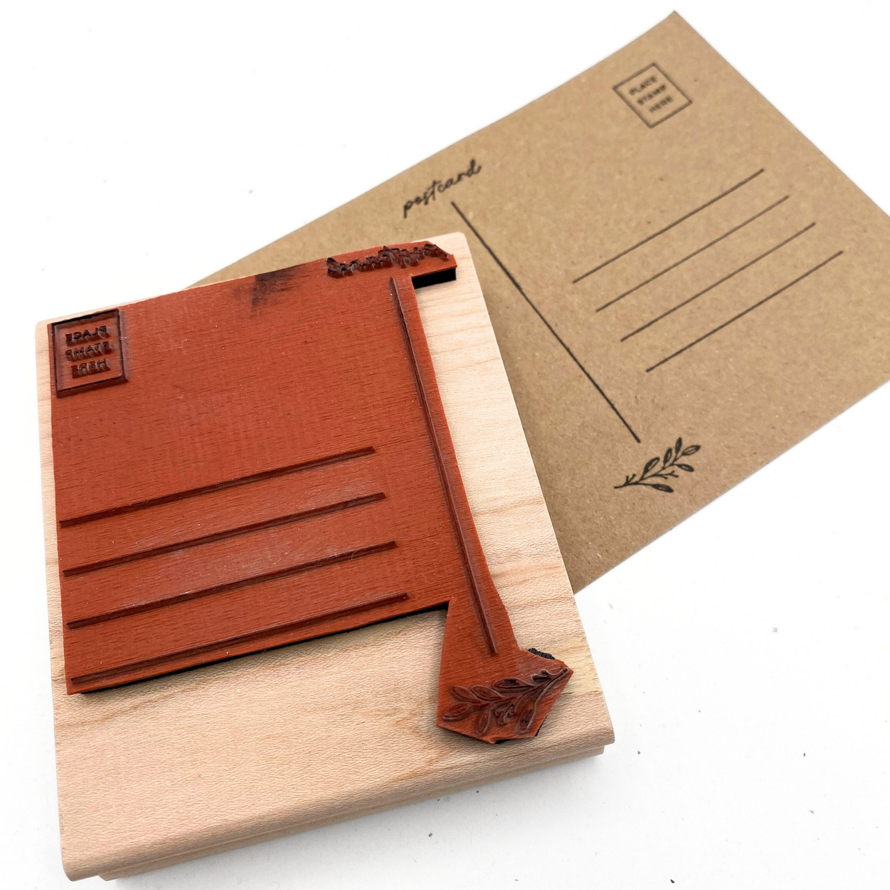 Postcard Rubber Stamp - Leaf by Paper Sushi