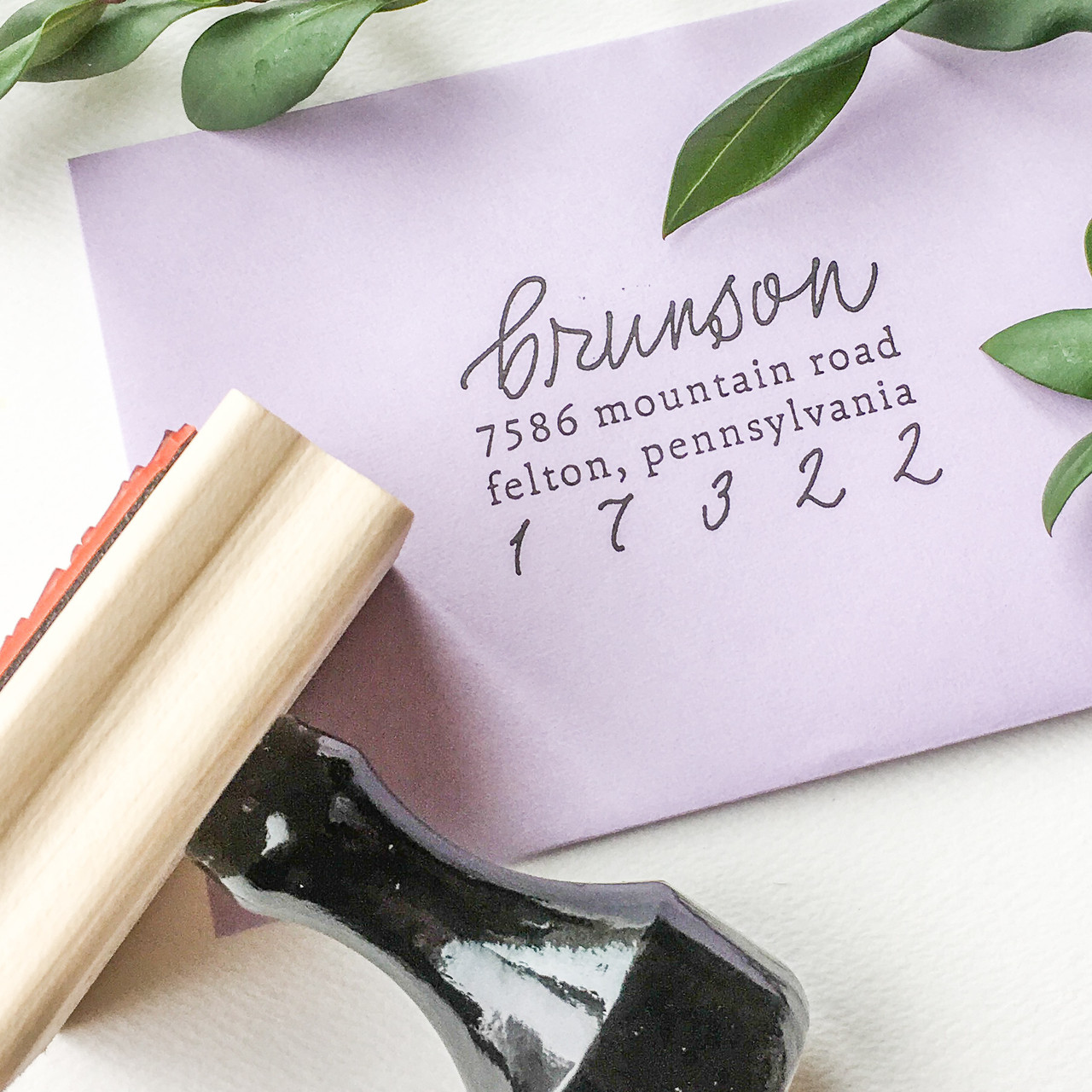 Hand Lettered Address Stamp by Paper Sushi