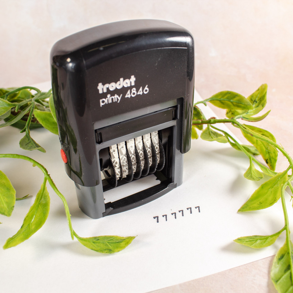 Self Inking Six Digit Number Stamp with Textile Ink