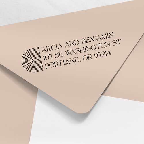 Personalized Art Deco Lily Flower Address Stamp by Paper Sushi