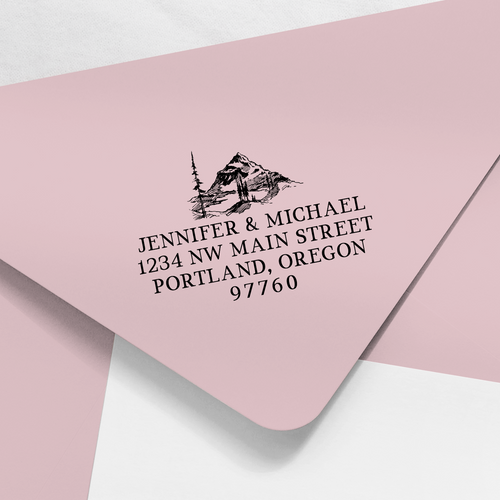 Personalized Mountains Sketch Address Stamp by Paper Sushi