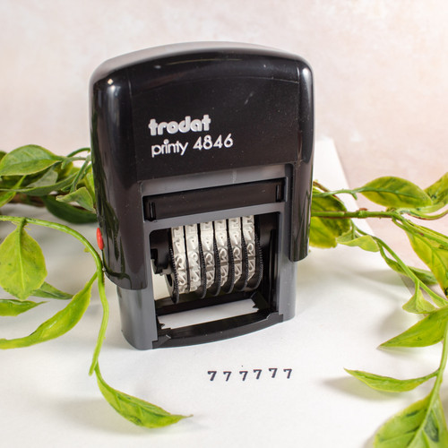 Self Inking Six Digit Number Stamp with Textile Ink