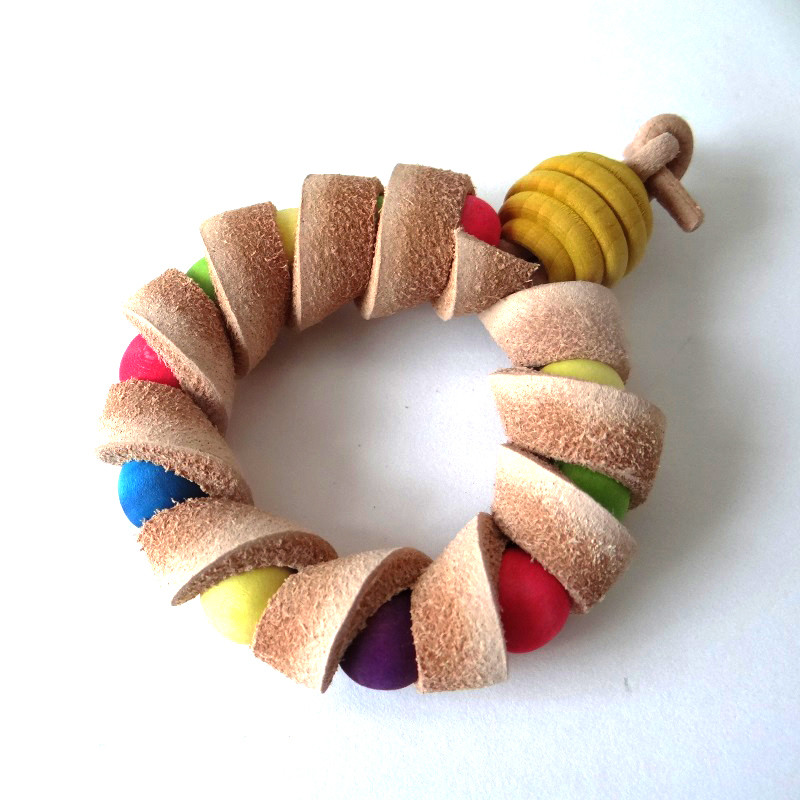 Pablo's Leather Rattle Bird Foot Toy - made in Australia