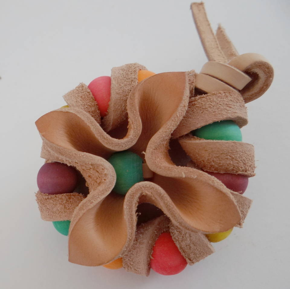Pablo's Leather Flower Rattle Bird Foot Toy - made in Australia
